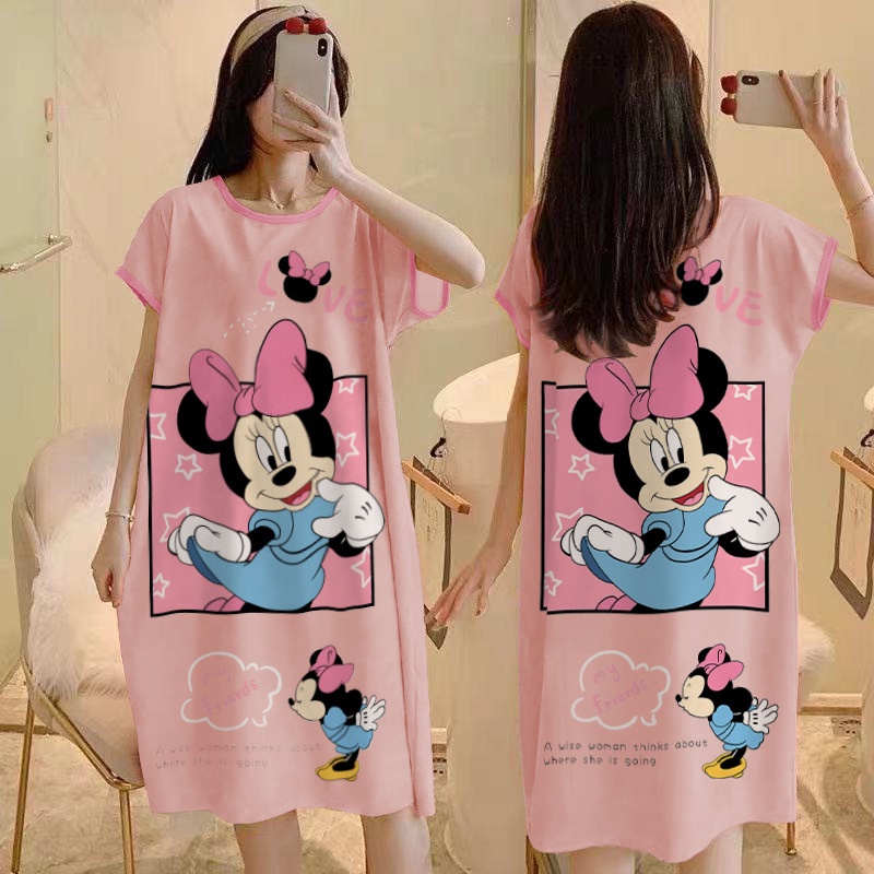 Nightdress Summer Thin Cartoon Women Pyjamas milk silk home service ...