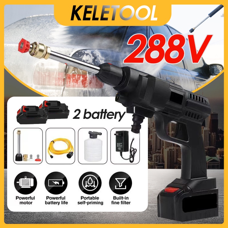 588V Cordless Water Jet High Pressure Washing Machine Car Wash Water Gun Foam Launcher Spray ...