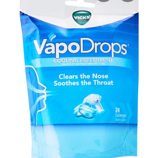 Vicks Vapodrops Peppermint Flavour - 24 LOZENGES ( New Design Package ...
