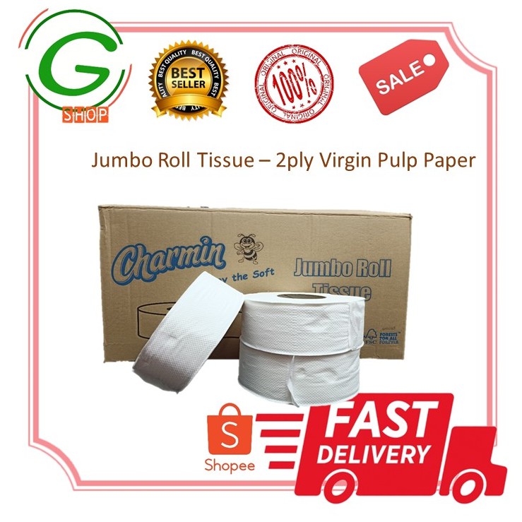Jumbo Roll Tissue - 2ply Toilet Tissue - Super soft paper | Shopee ...