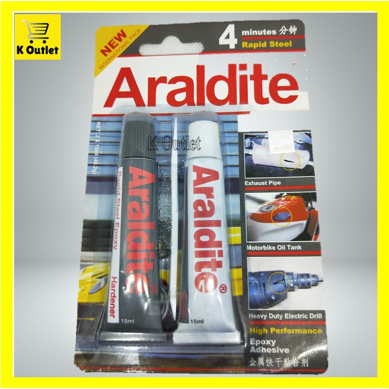 【2 x 15ML】ARALDITE 4 minutes Rapid Steel High Performance Epoxy ...