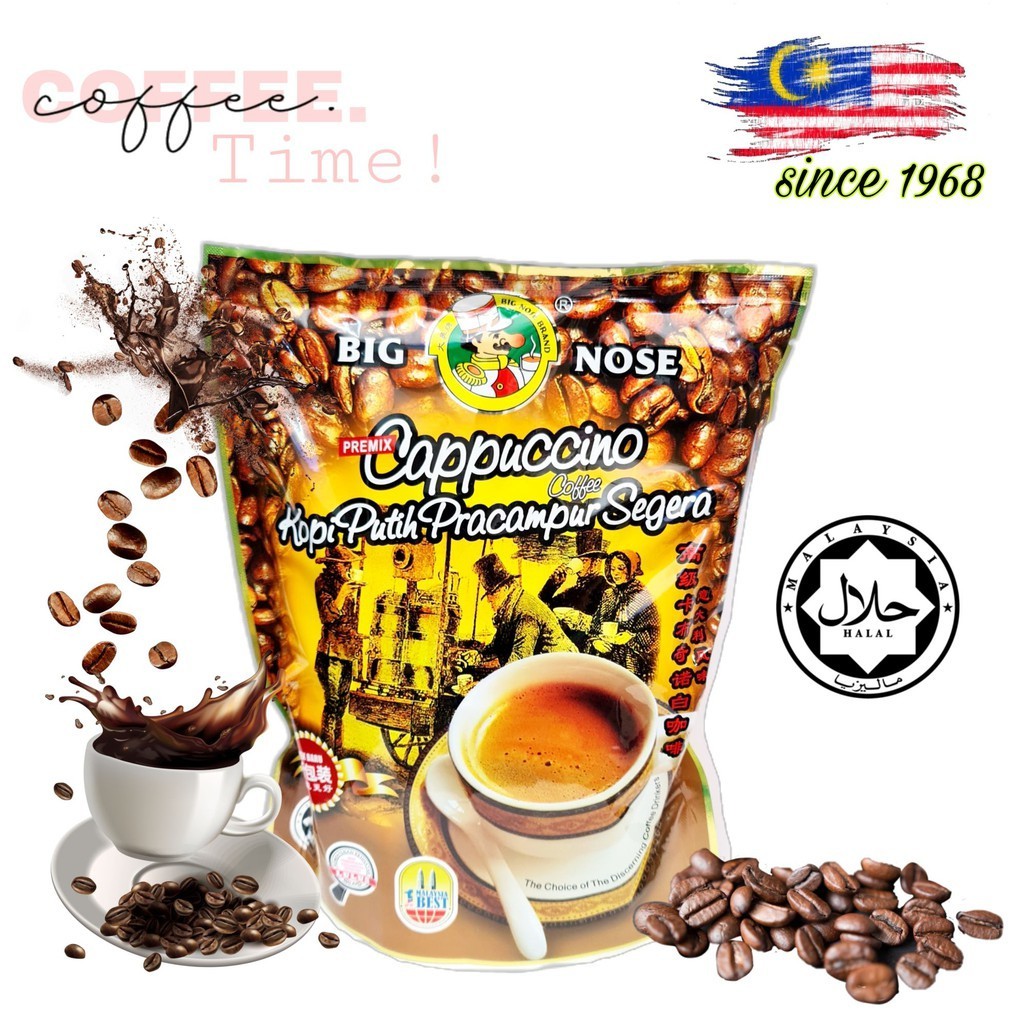 BIG NOSE CAPPUCCINO COFFEE 3in1 Instant Premix White Coffee Kopi Putih ...