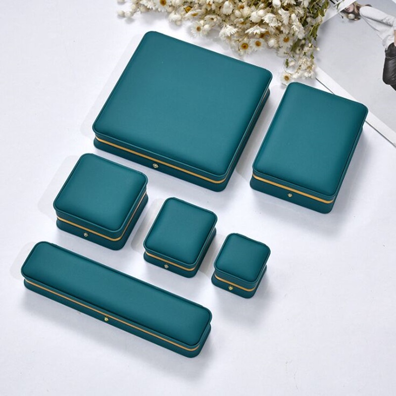 1Pcs Multi size Green/red /bule leather filled paper jewelry box ring ...