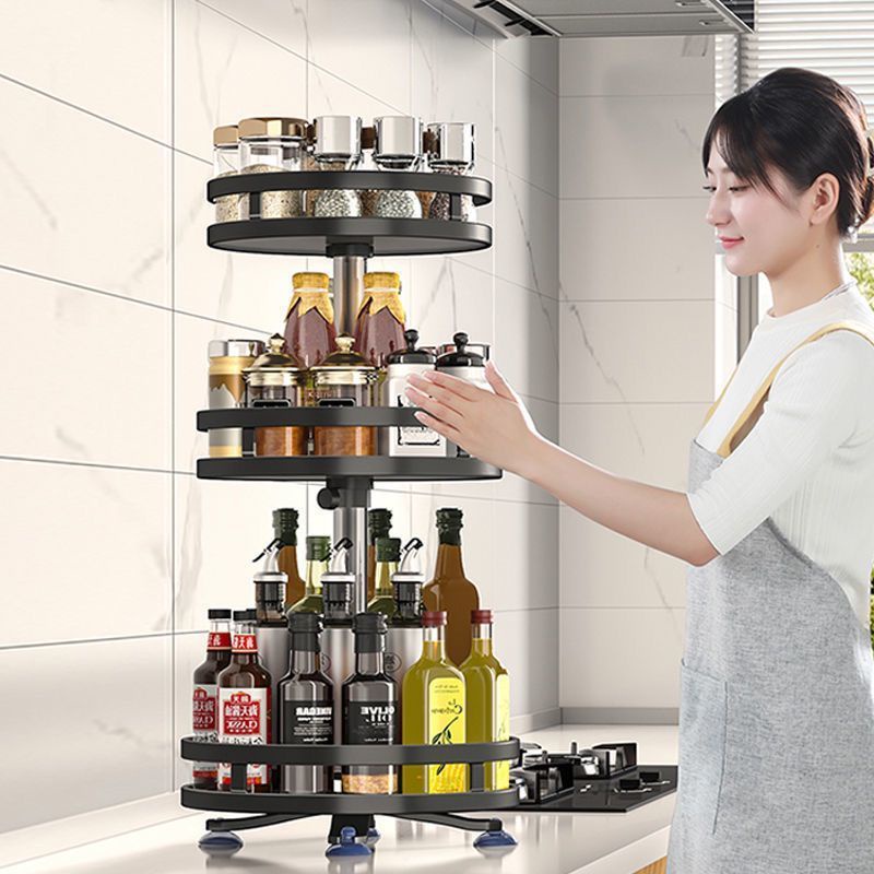 360 Rotating Spice Rack 1/2/3 Tier Metal Material kitchen Shelf ...