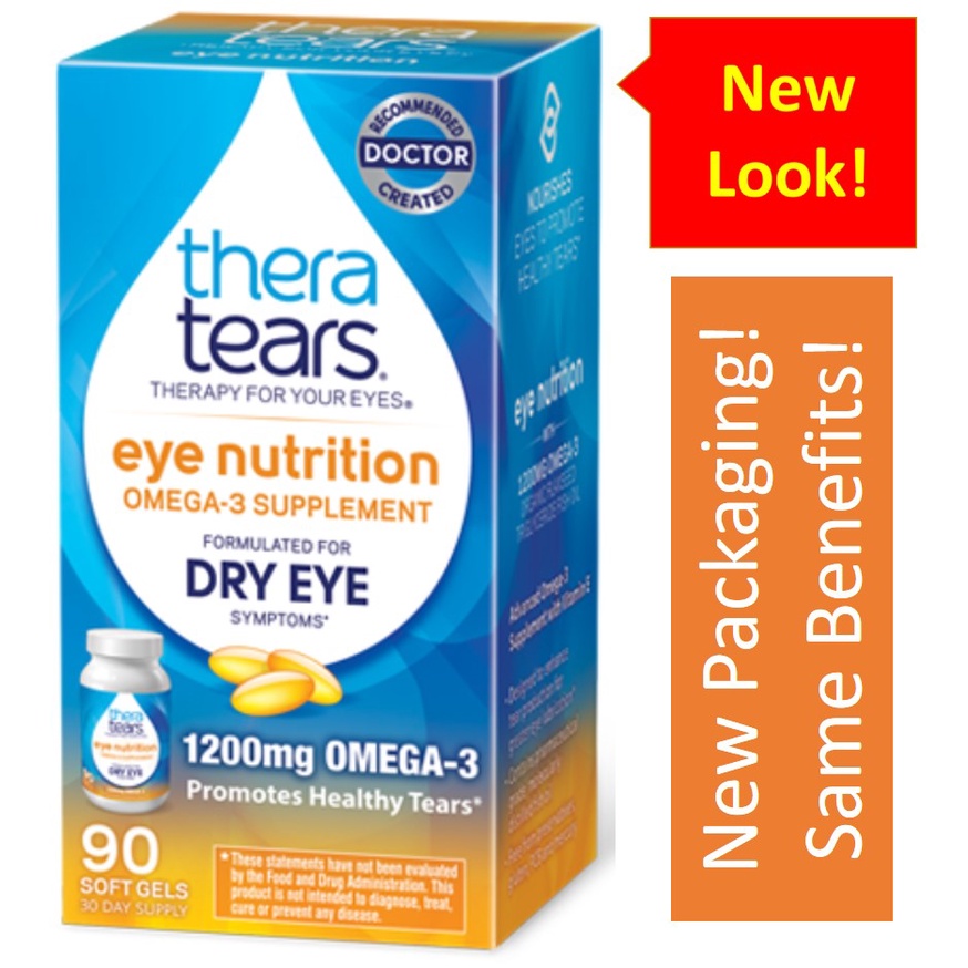 Thera Tears 1200mg Omega 3 Supplement for Eye Nutrition, 90 Soft Gels ...