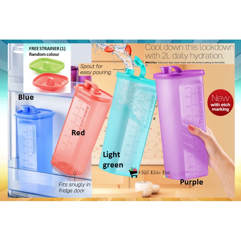 Tupperware Fridge Water Bottle 2L with Etch Marking (free strainer ...