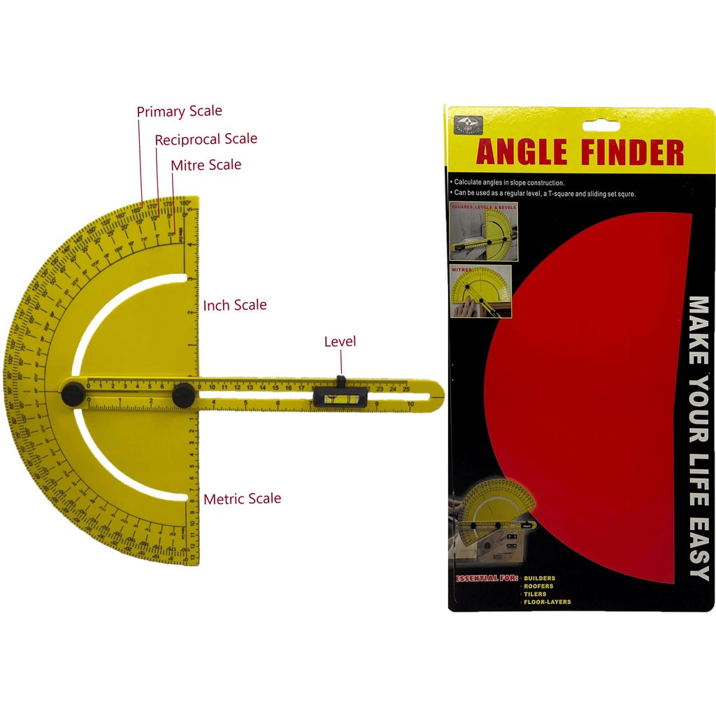 [SG STOCK] ANGLE FINDER 10" With Level Protractor PVC Plastic 0-180 ...