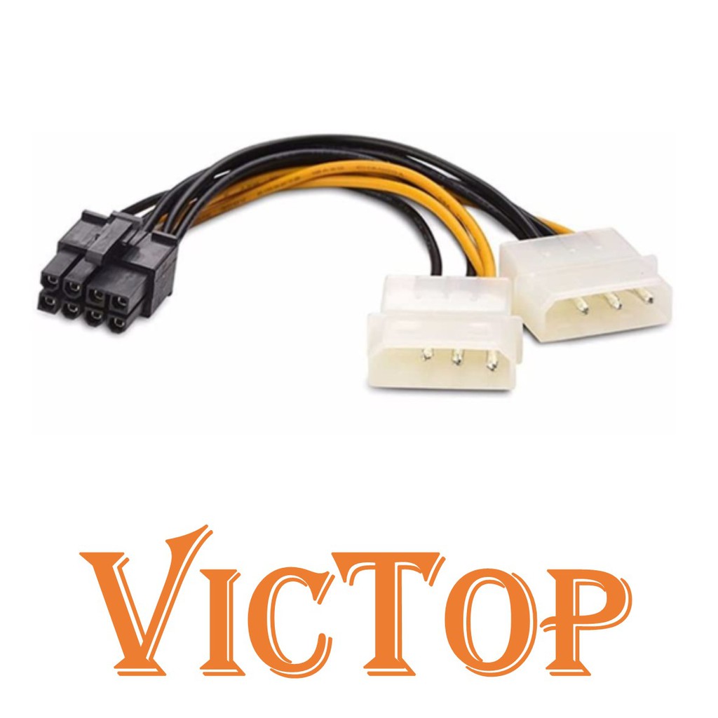 Dual 4 Pin IDE Molex Male to 8 Pin Male PCIE Graphics Card Power Cable ...