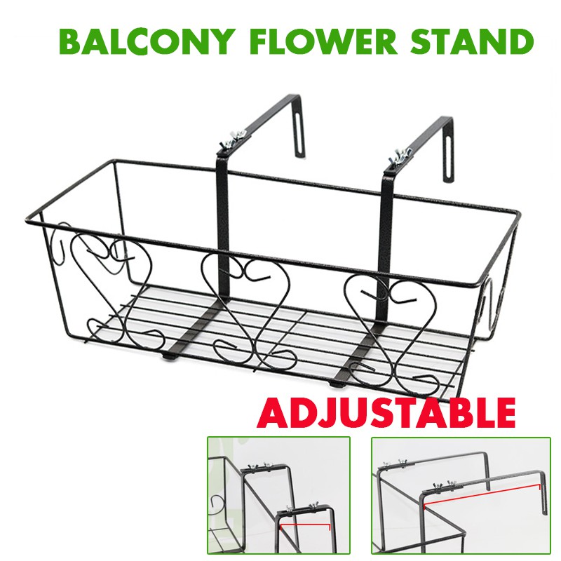 Round Hook Adjustable Hanging Flower Rack Balcony Balustrade Planting ...