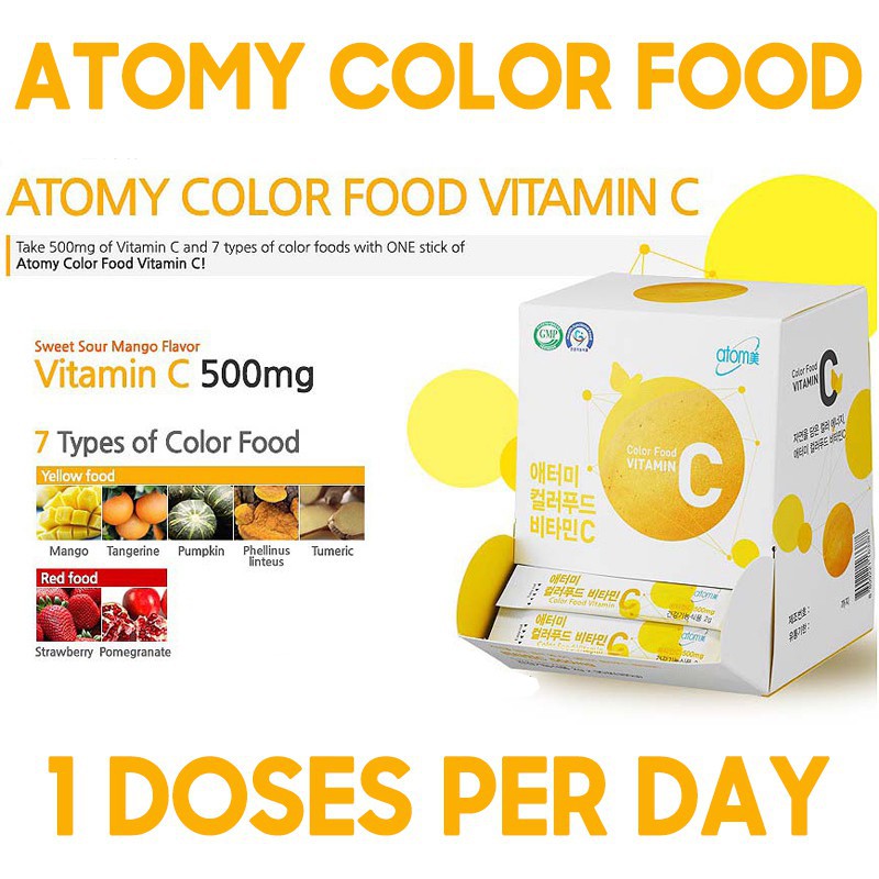 ATOMY COLOR FOOD VITAMIN C 500MG POWDER*1BOX ( 2G X 90 STICKS ...