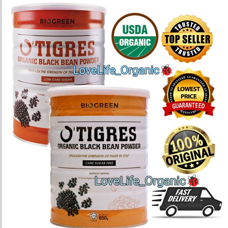 BIOGREEN O'tigres Organic Black Bean Powder (Sugar Free 650G/Less Sugar 700G)Halal | Shopee ...