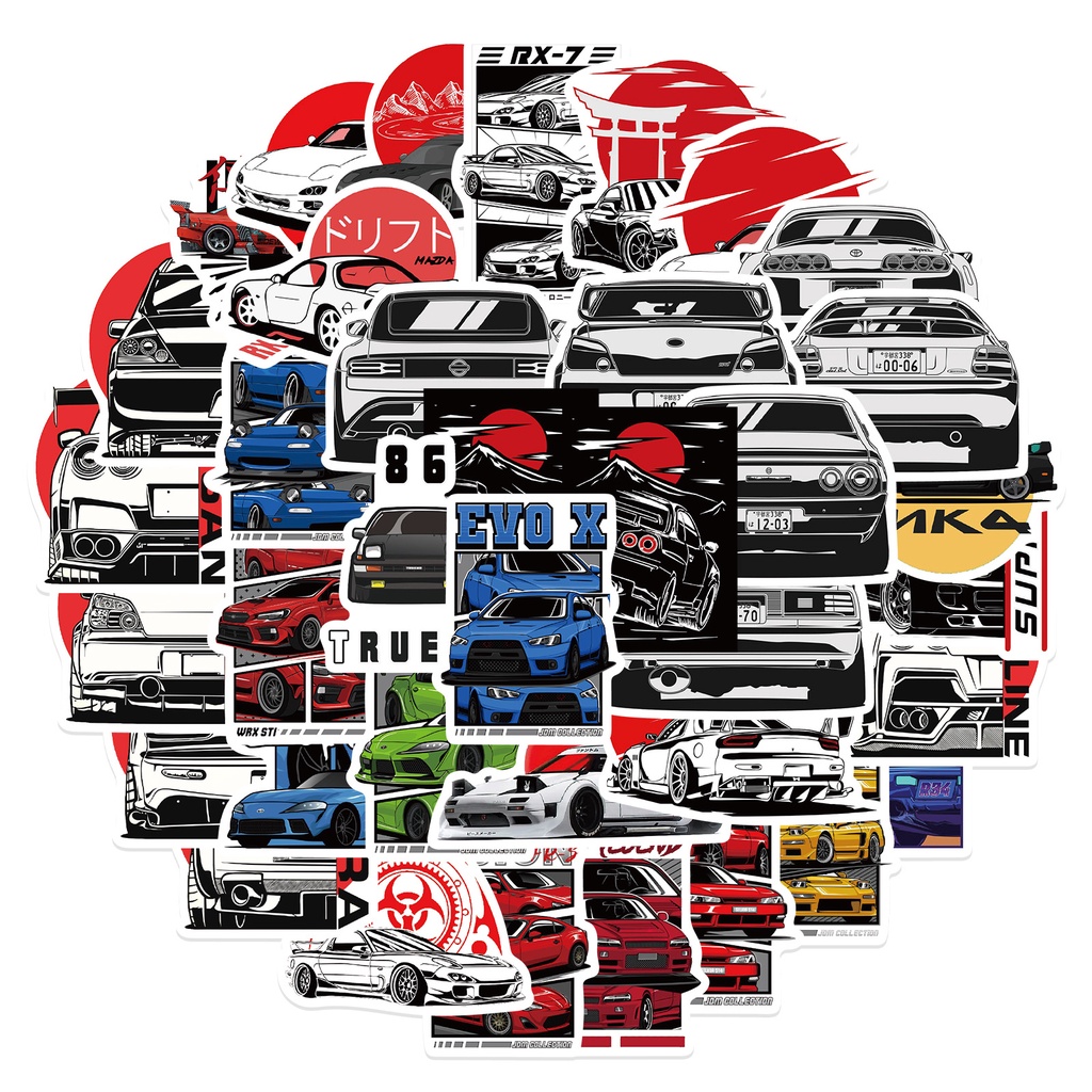 50/25/10PCS Japan JDM Racing Car Anime Graffiti Stickers for Laptop ...
