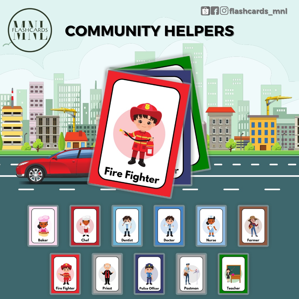 COMMUNITY HELPERS FULLY LAMINATED FLASHCARDS WITH OR WITHOUT RING BIND ...