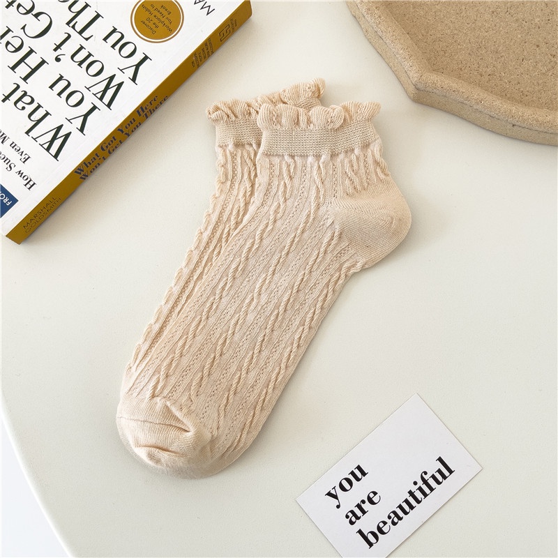 New Pattern Lolita Style Solid Color Ankle Socks Women Cotton Sweet ...