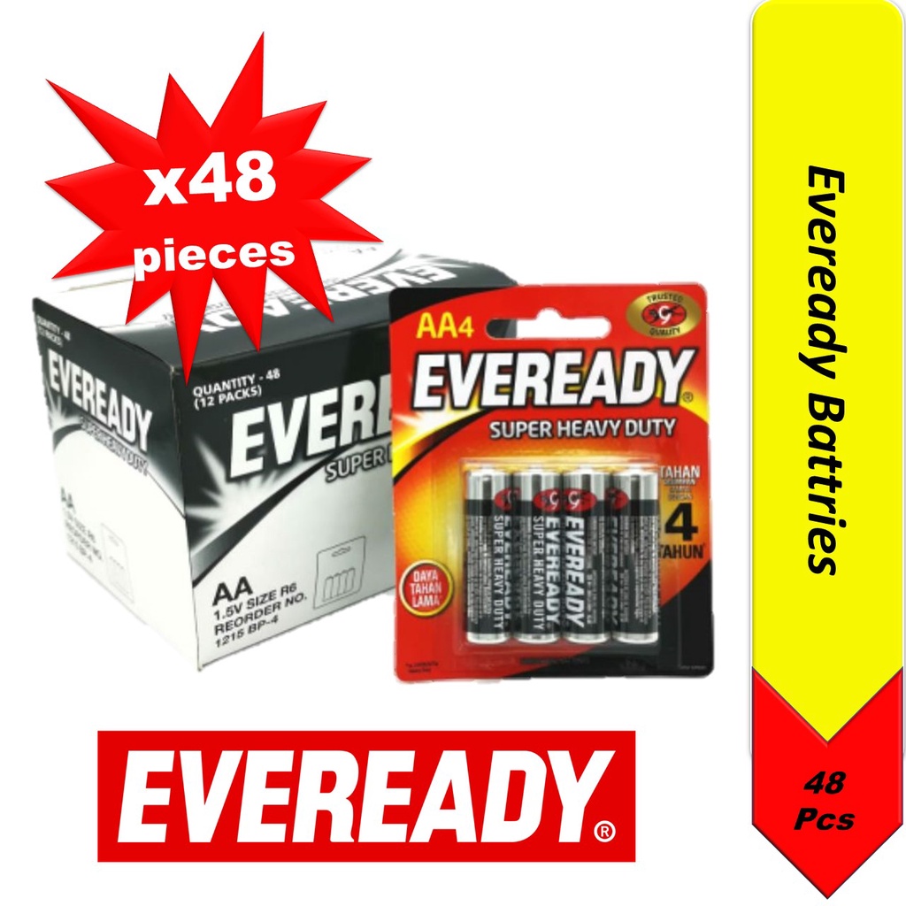 Eveready Super Heavy Duty Battery AA / AAA, [Bundle 48 Pieces] | Shopee ...