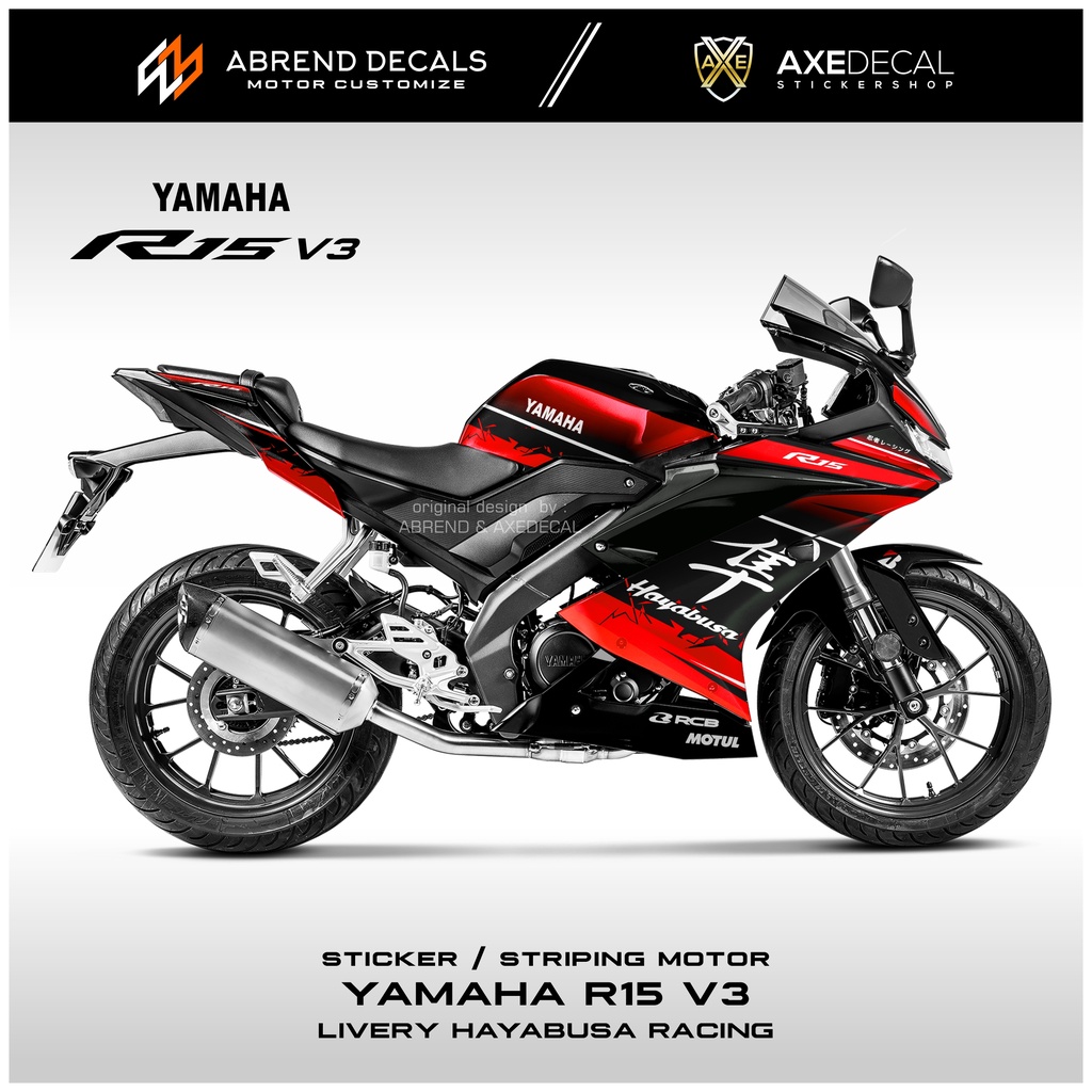 R15 V3 Hayabusa Striping Decal / Yamaha R15 V3 Motorcycle Stickers ...