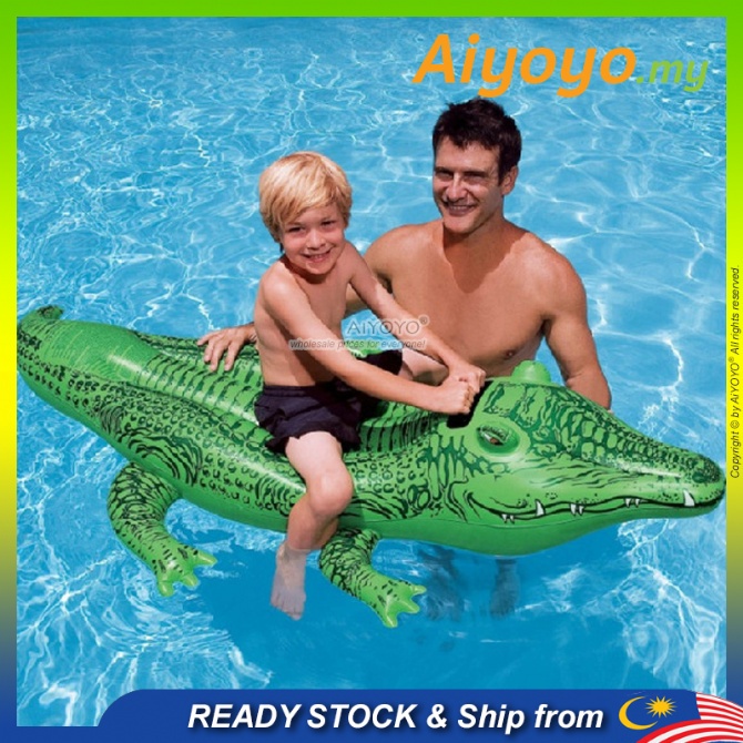 INTEX Inflatable Crocodile Ride On Pool Float Swimming Pool Baby Kids ...