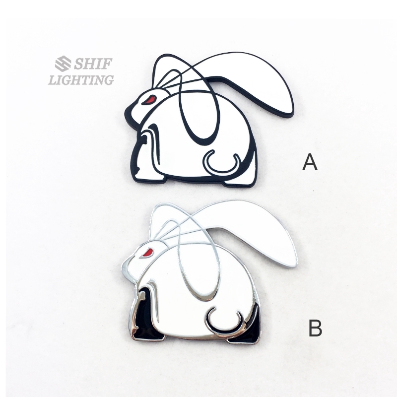1 X Metal Rabbit Logo Car Auto Side Fender Rear Trunk Decorative Emblem ...