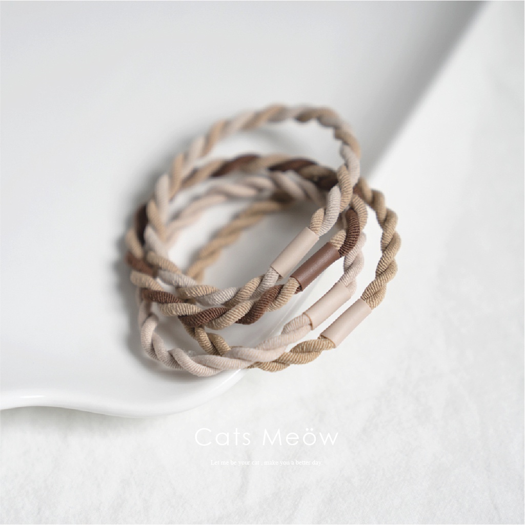 One Meow Milk Tea Color Twist Hair Tie (A Set Of 4) (One Cat) | Shopee ...