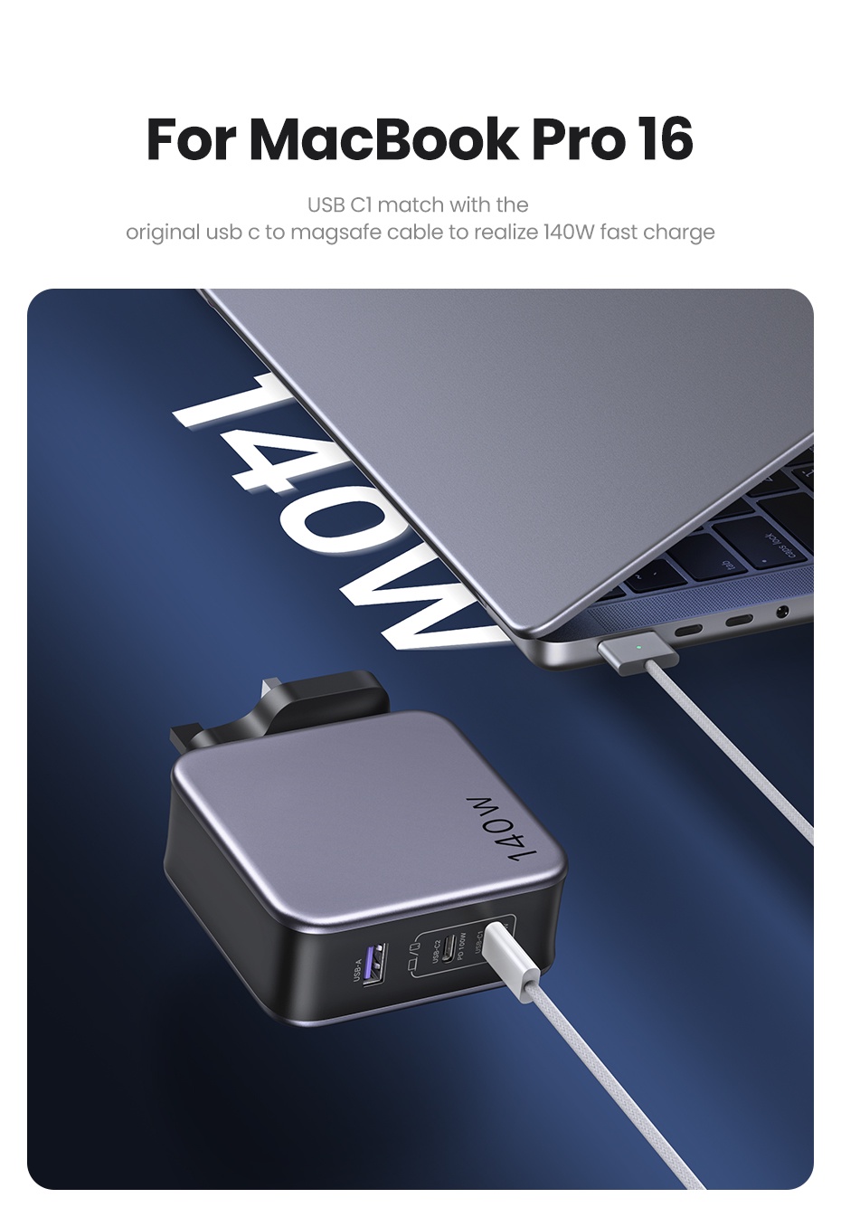 UGREEN 140W GaN Charger USB Fast Charger for Tablet Fast Charging USB C ...