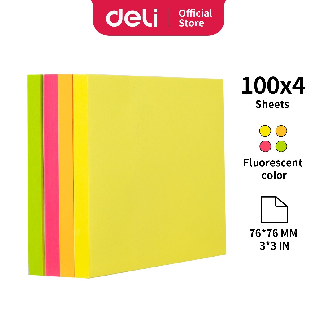 Deli Colour Sticky Note 2x2 or 3x3 inch EA03303/EA03003 | Shopee Singapore