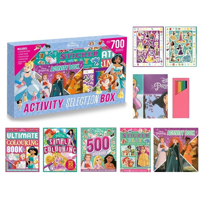 Disney Princess 5 Books Gift Set For Kids Activity Selection Box with ...
