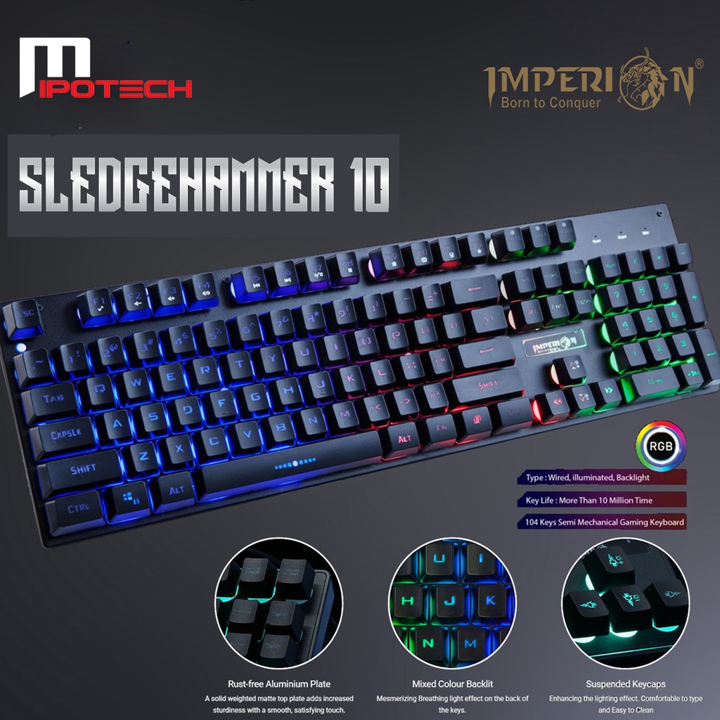 Imperion Sledgehammer 10 Gaming Keyboard Black (Wired,RGB,104 keys ...