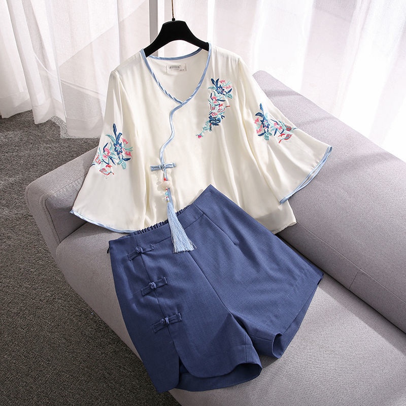 Chinese style large women's modified hanfu hanfu suit China-Chic blouse ...