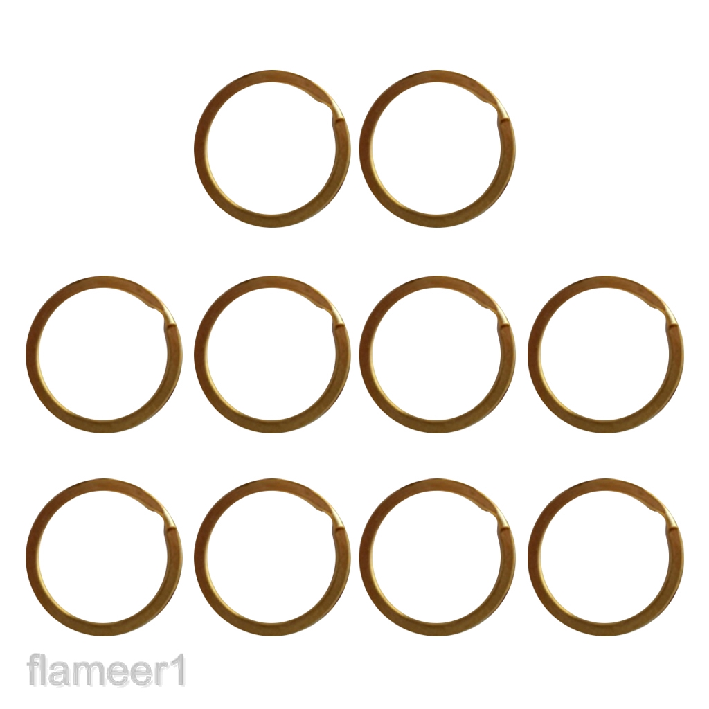 10x Brass Flat Keyring Split Key Rings Holder Keychain 15mm To 32mm ...