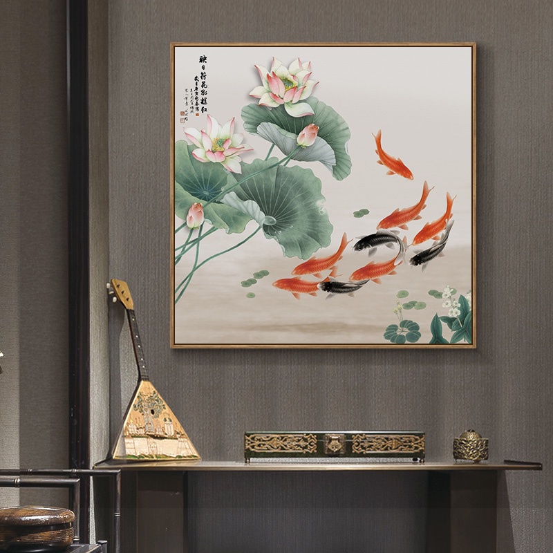 [Chihiro] Nine Fish Pictures Hanging Paintings Lotus More Than Years ...