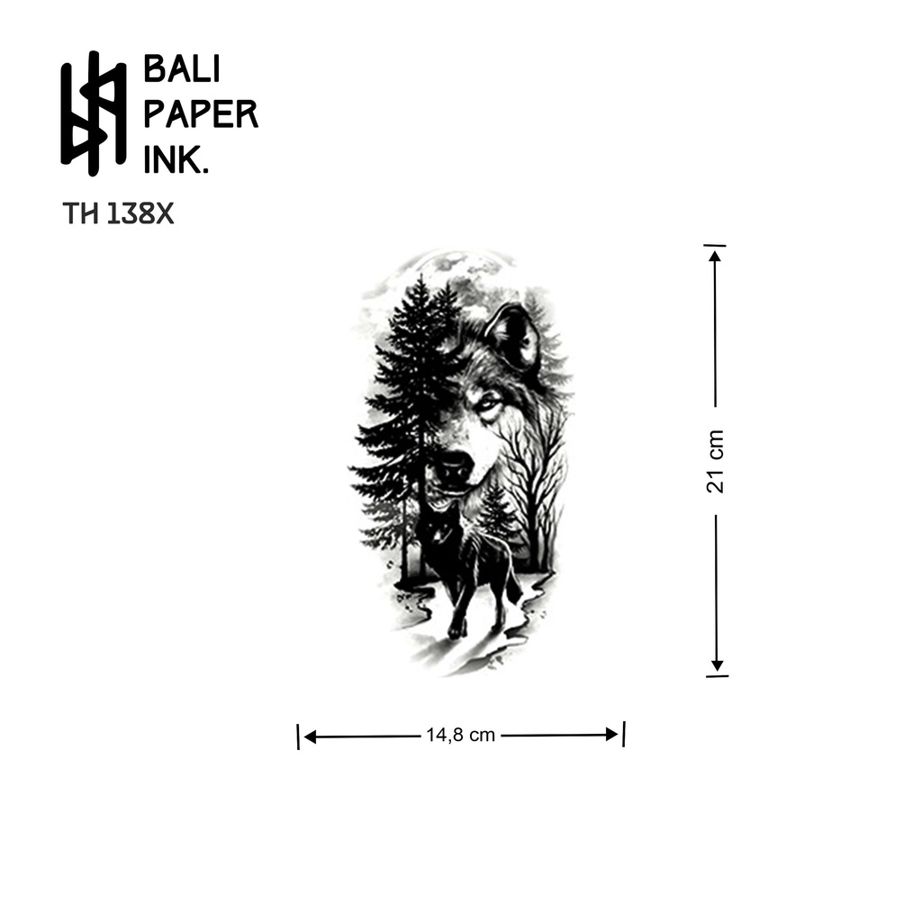 Bali Paper Ink TH138X Wolf Tatto Temporary Basic Temporary Tattoo ...