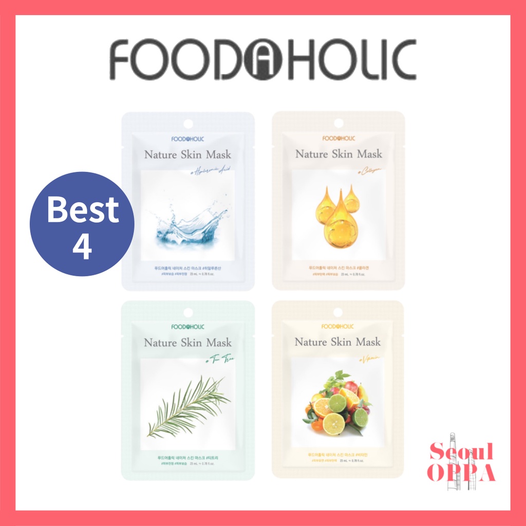 [Foodaholic] Nature Skin Mask Sheet 10 Bundles Skincare Facial Mask ...