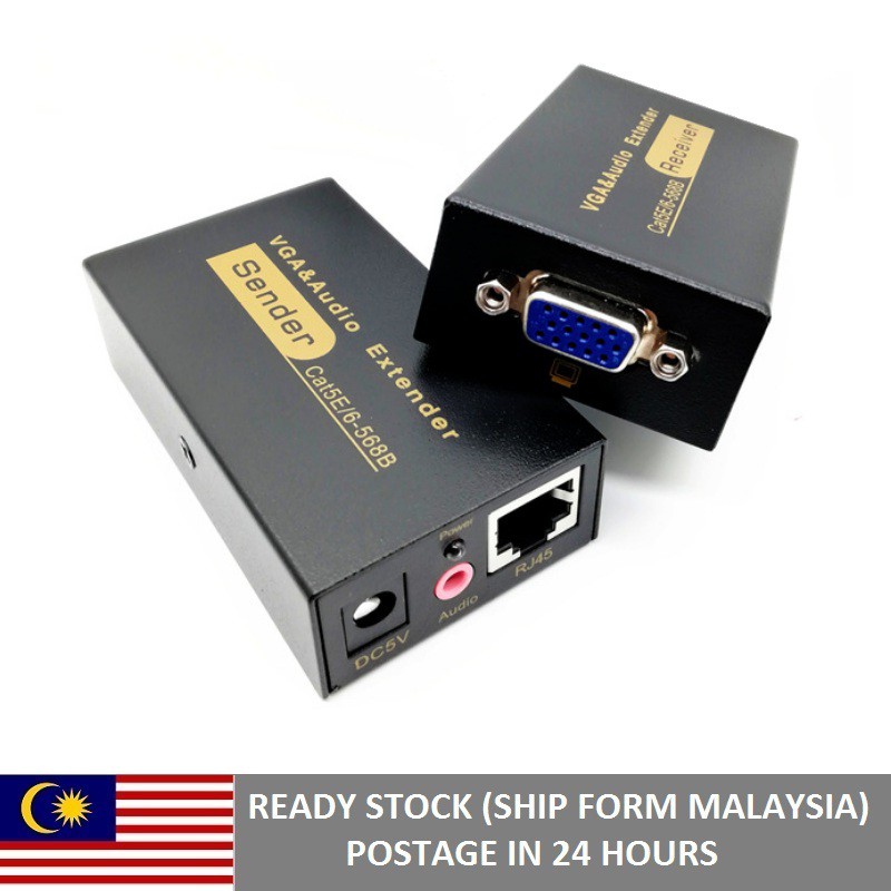 VGA Extender 100M VGA Audio Signal Extender Converter Adapter Over ...