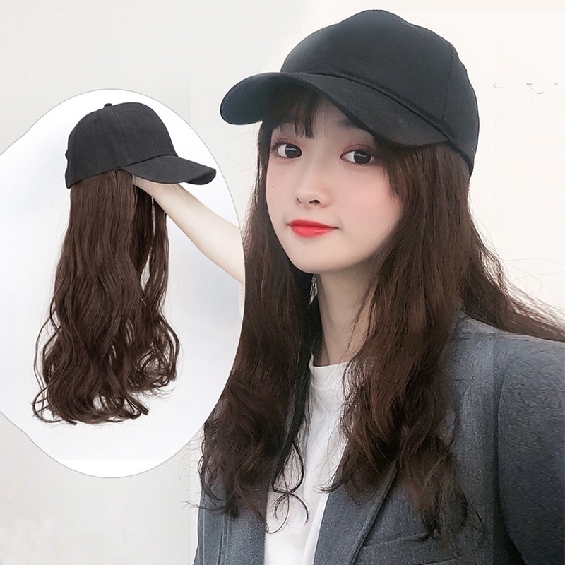 2019 New Hat Wig with Hat a Integrated Long Synthetic Hair Extension ...