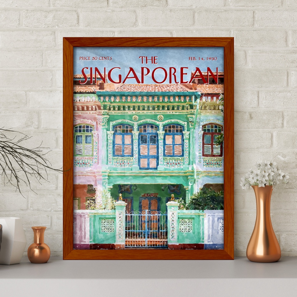 The Singaporean Magazine Cover Peranakan-style Shophouse Art Decor ...