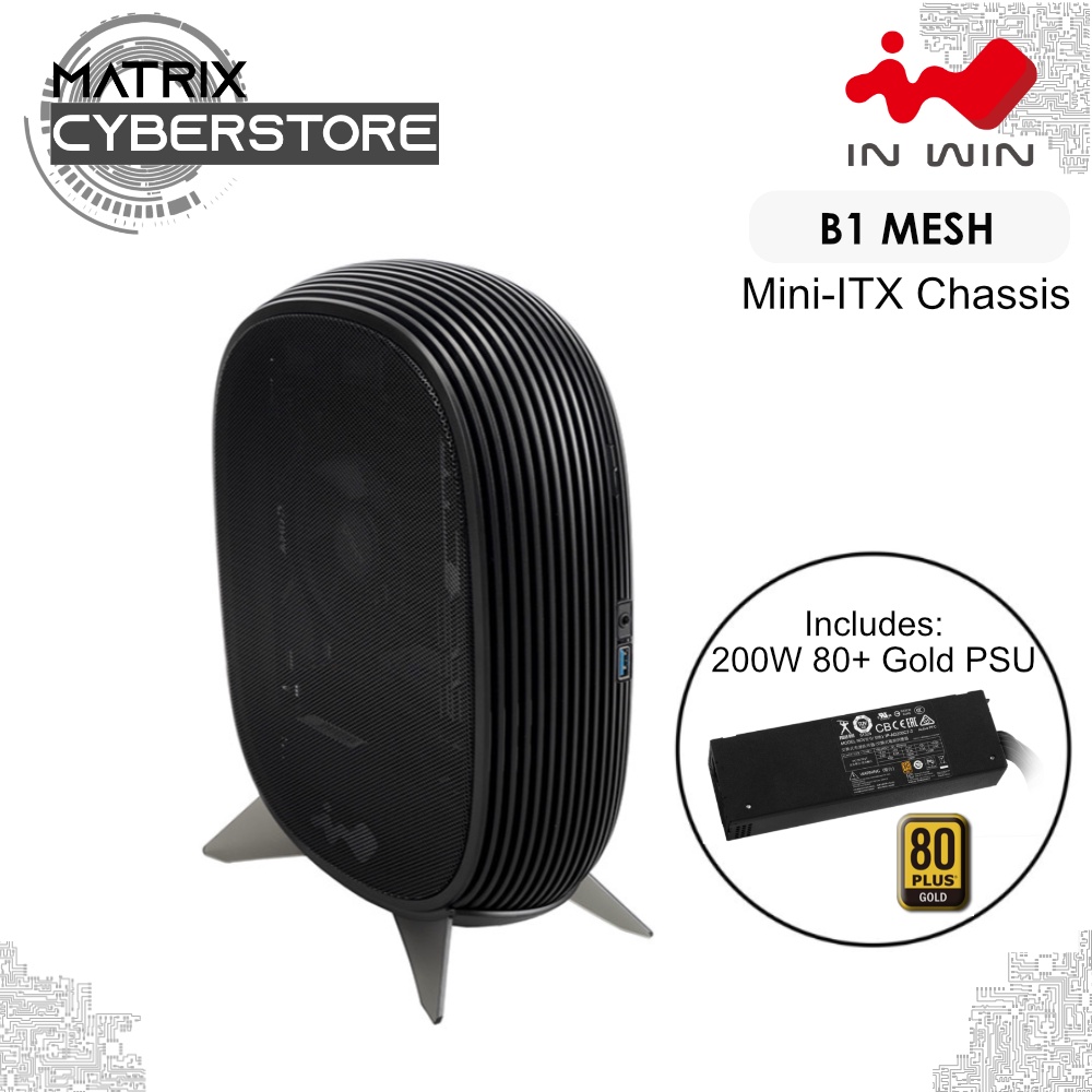 IN WIN B1 Mesh Full Mesh Panel Mini-ITX Chassis - includes 200W PSU ...