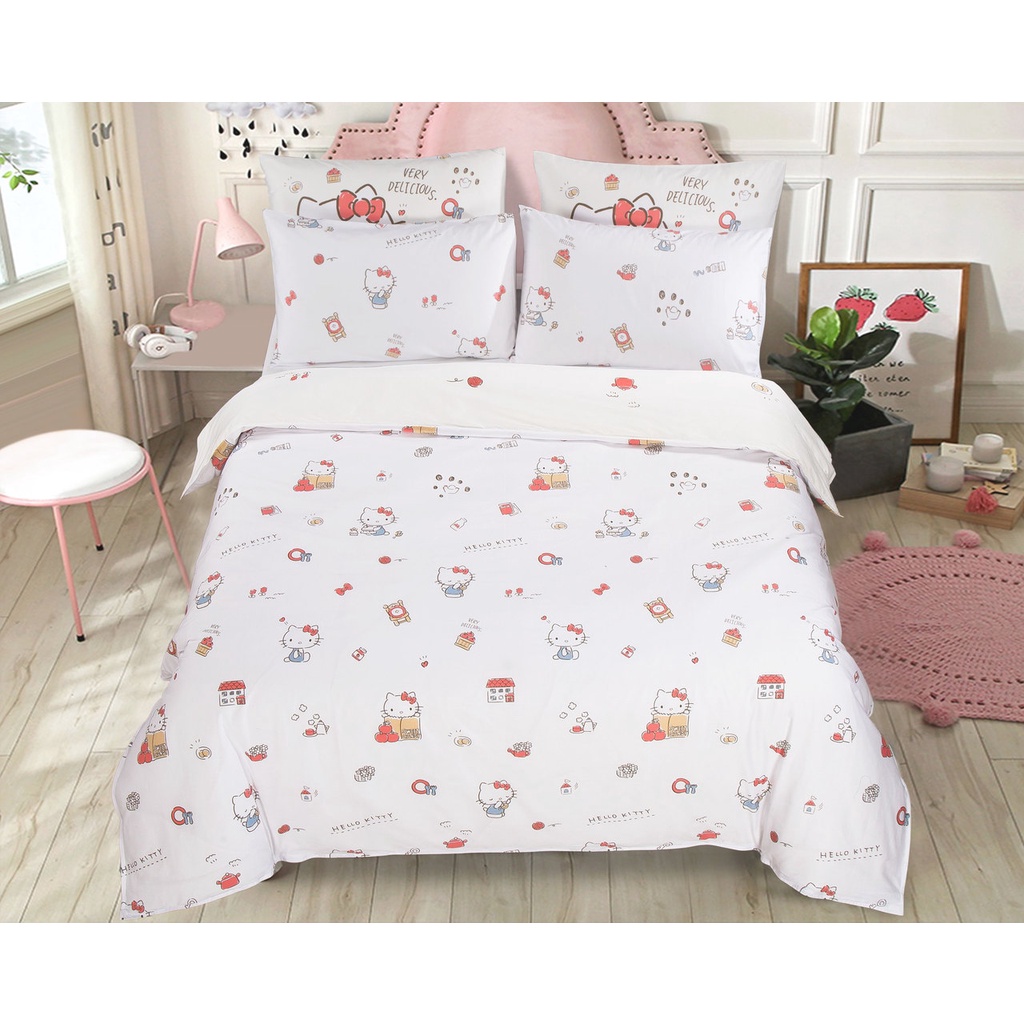 Hello Kitty Fitted Sheet Set / Hello Kitty Quilt Cover Set, 900 Thread ...