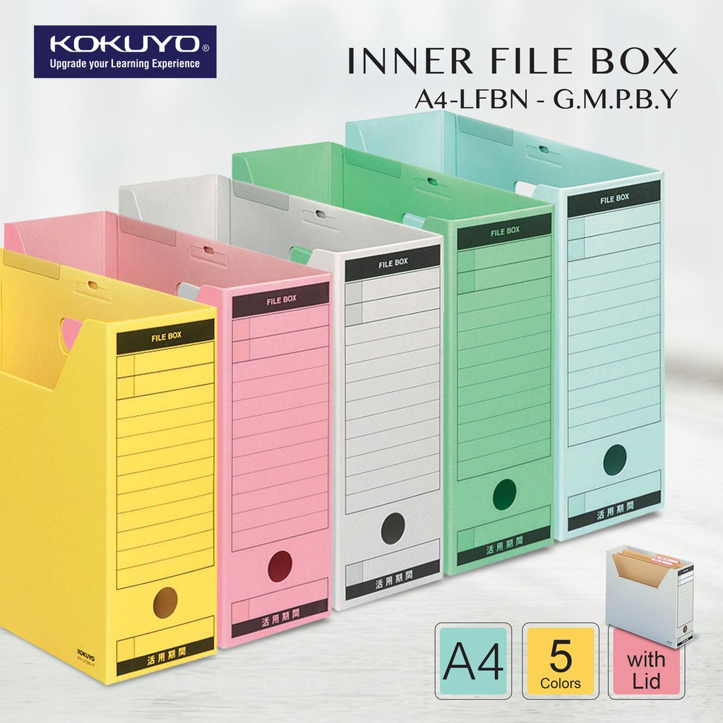 KOKUYO A4-LFBN FILE BOX (WITH LID) (5 Color Available) | Shopee Singapore