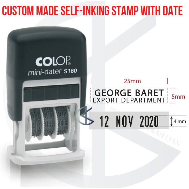 Custom Made COLOP Printer Line S160 Self-Inking Stamp With Date / Mini ...