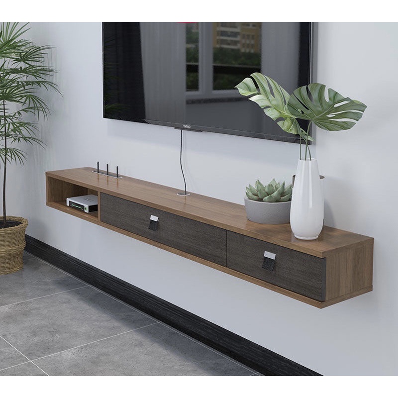 Solid Wood Wall-mounted TV Console Back Hollow Wall Mounted Tv Cabinent ...