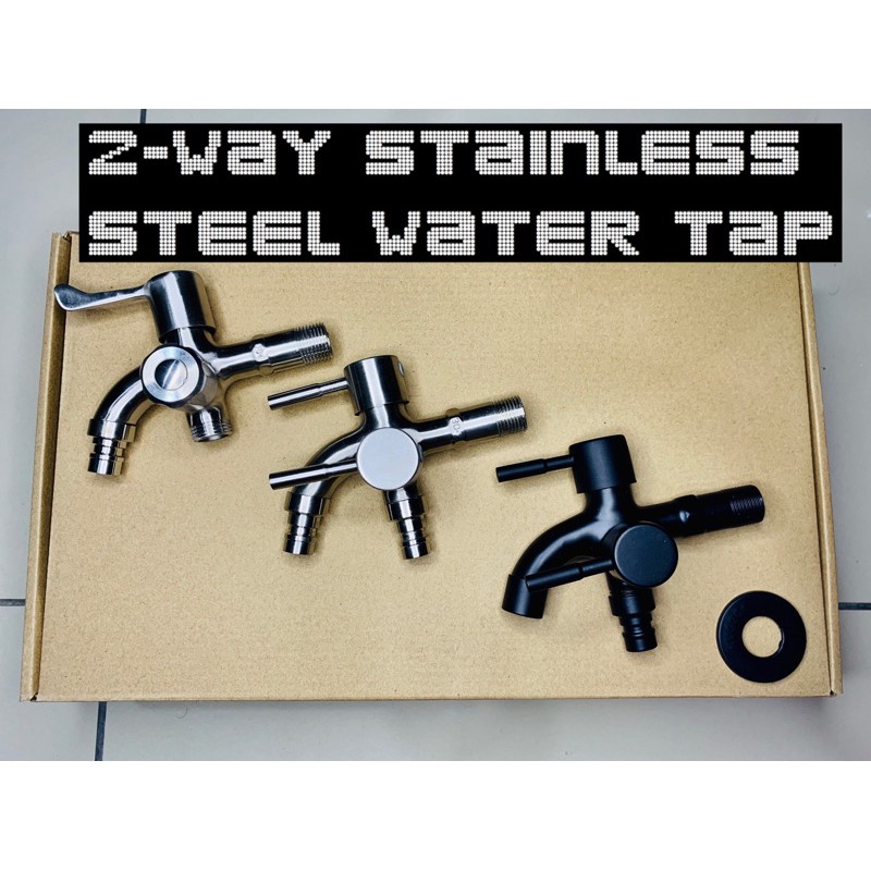 304 Stainless Steel 2 Way Water Tap for Bathroom and Laundry Area Multi ...