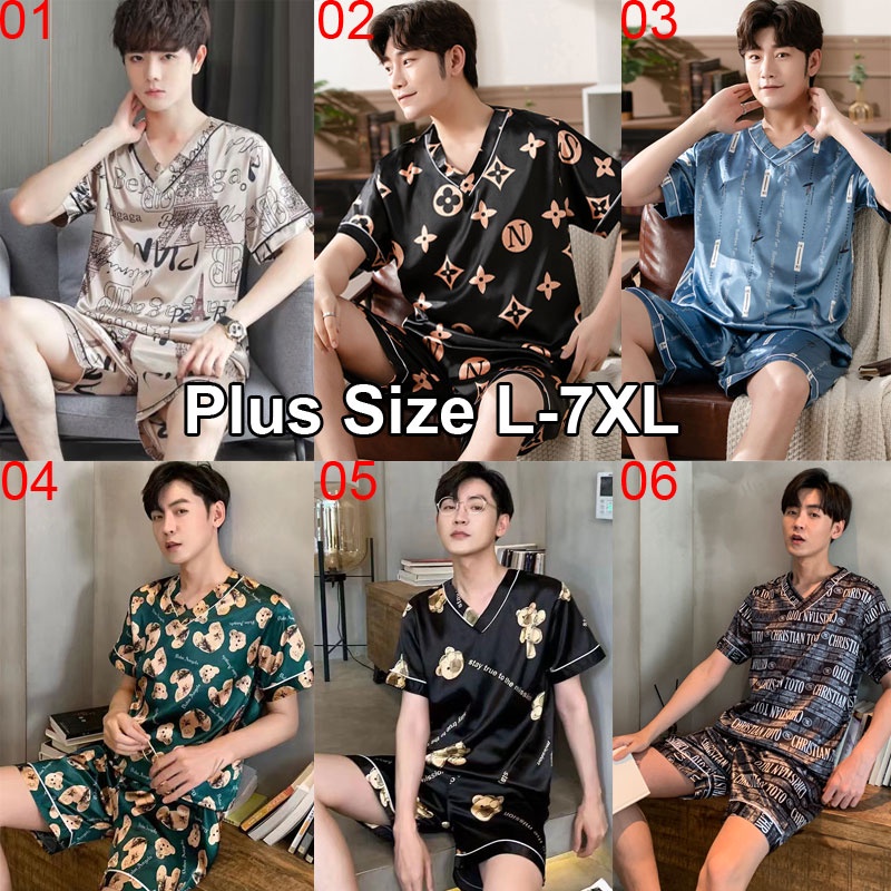 High Quanlity Plus size L-7XL Men's Sleepwear Clothing Short Sleeve V ...