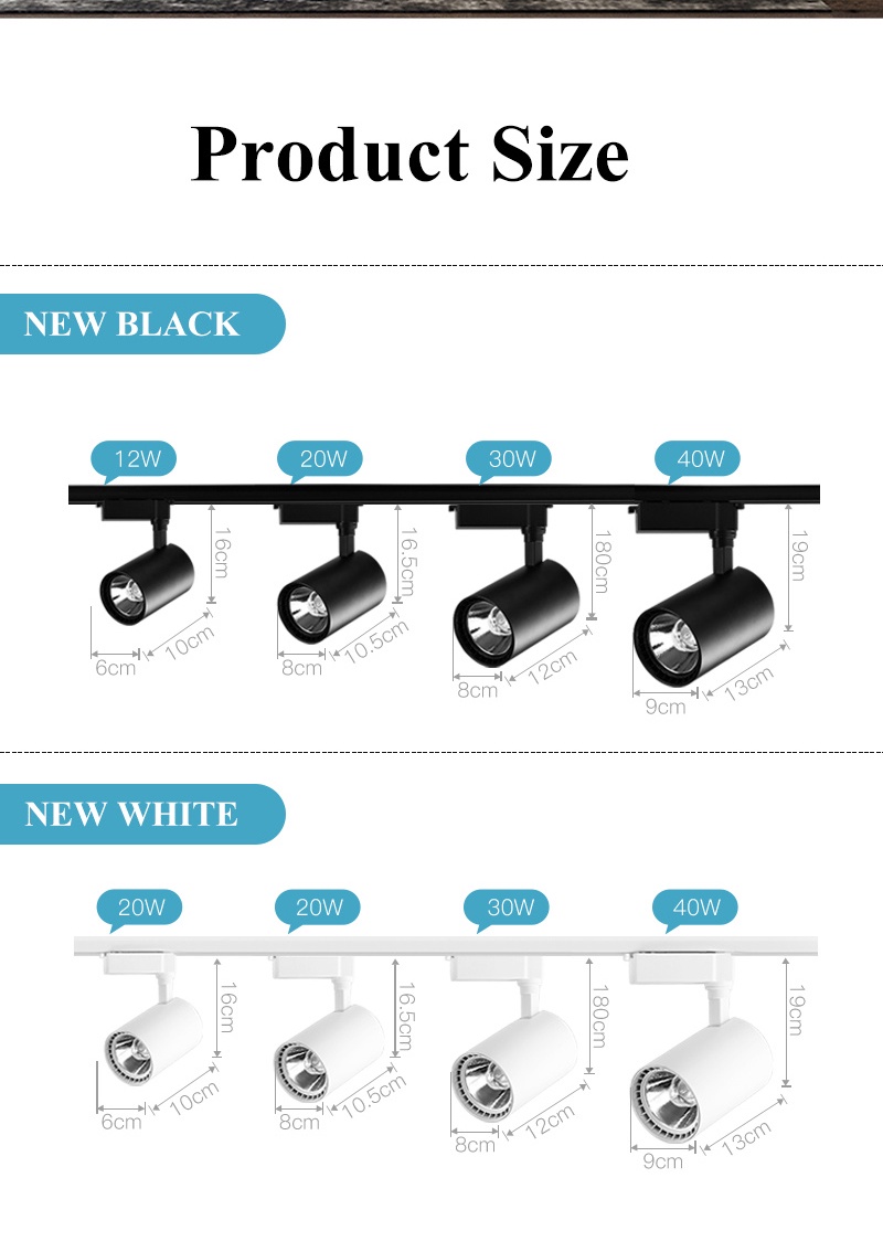 CANMEIJIA Tricolor LED Track Light 12W 20W 30W 40W 50W Spotlight COB ...