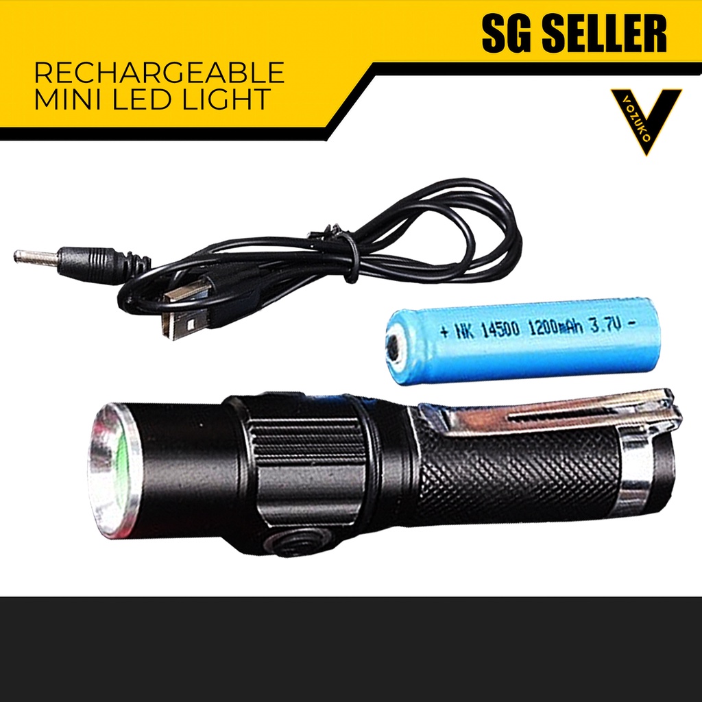 [SG SELLER] MINI RECHARGEABLE TORCH LED LIGHT WITH BUCKLE CLIP | Shopee ...