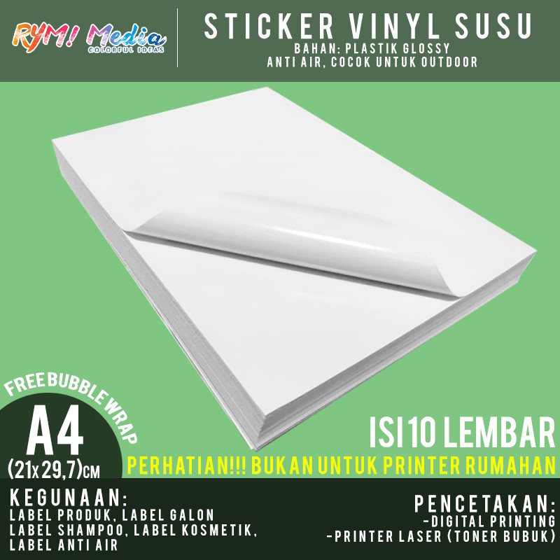 Glossy Vinyl Sticker A4 Contents 10 Sheets/A4 Glossy Milk Vinyl Sticker ...