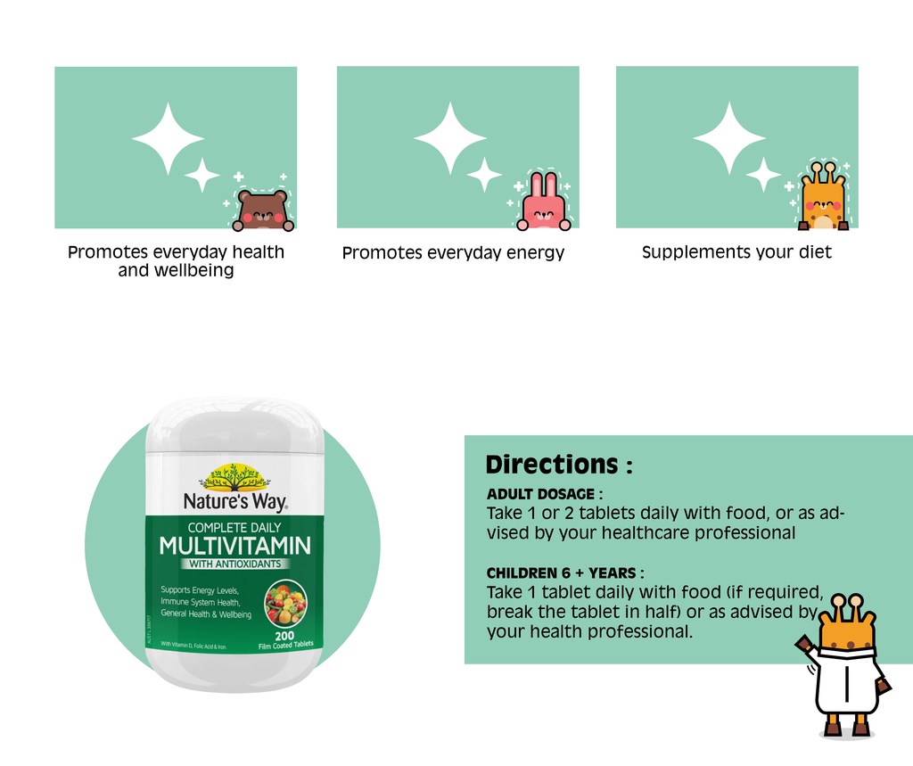 Nature's Way Multivitamin with Antioxidants 200 Tablets | Health energy ...