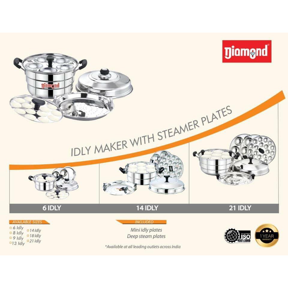 Diamond NX Idli & Steamer Pot(9/14/21 Idli)-Gas & Induction | Shopee ...