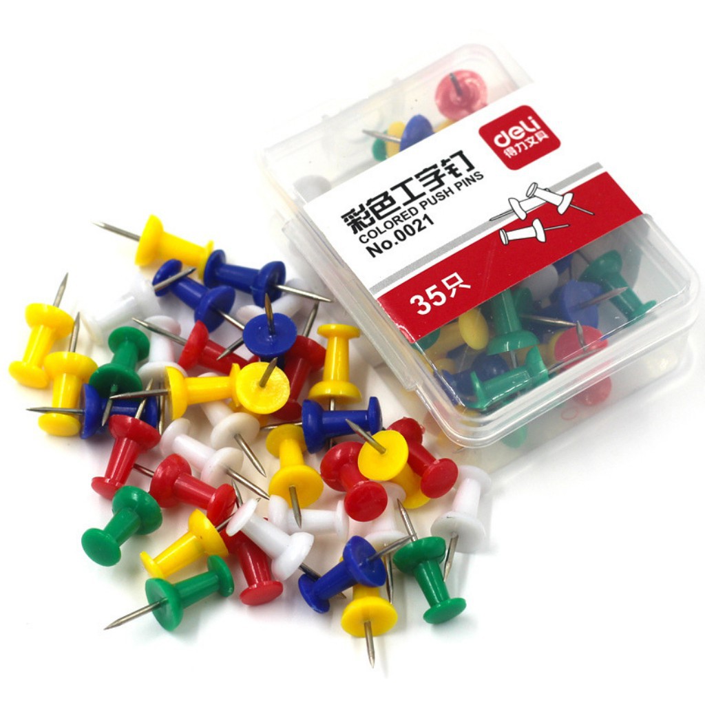 Deli Colored Push Pins No.0021 (35 pcs) | Shopee Singapore