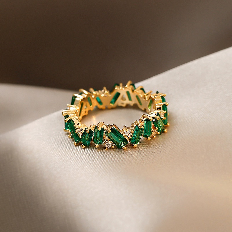 Emerald Ring Female Niche Design Japanese Style Light Luxury ins Trendy ...