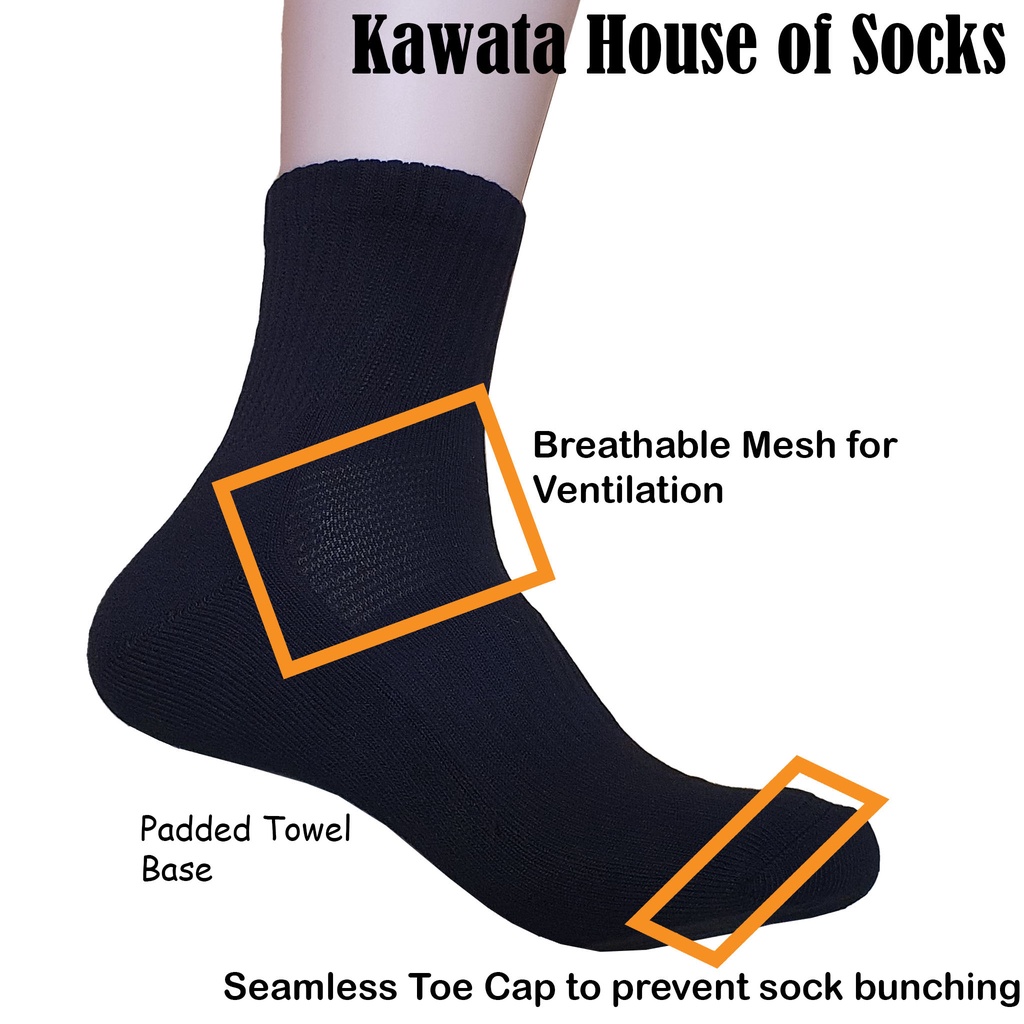[Kawata] Thick Padded Crew Socks / Padded Quarter Socks / Padded Sport ...
